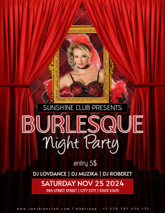 Red Burlesque Flyer (us Letter) Template | PosterMyWall