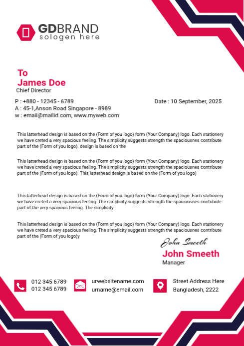 Copy of Red Business Letter head | PosterMyWall