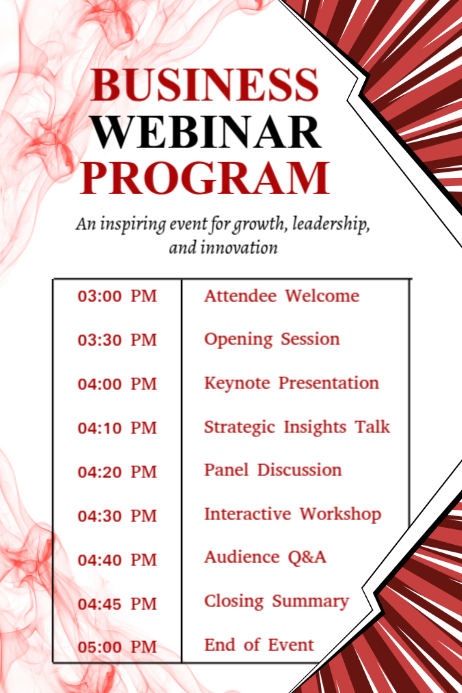 Red Business Webinar Program Template | PosterMyWall