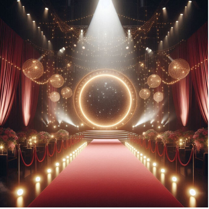 Copy of Red carpet celebration stage with spotlights | PosterMyWall