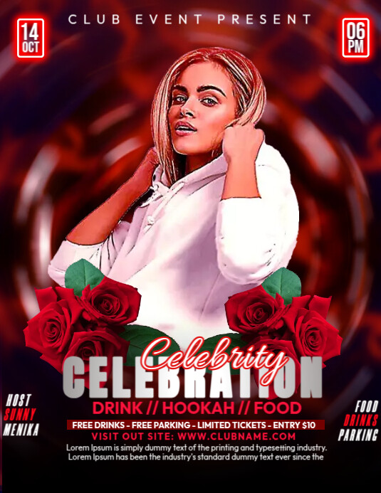 Red Celebrity Part Template | PosterMyWall