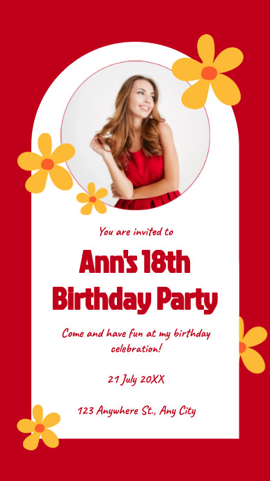 Red Ceria Birthday Invitations Instagram Stor Template | PosterMyWall