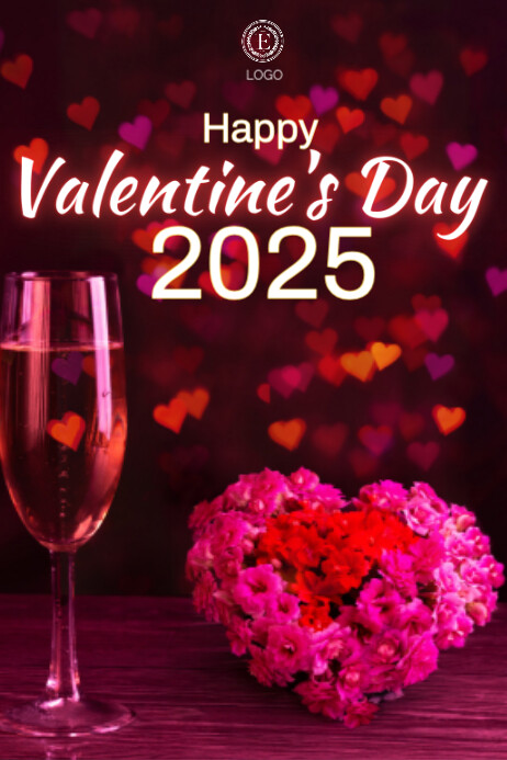 Red Ceria Happy Valentine's Day 2025 Poster Template | PosterMyWall