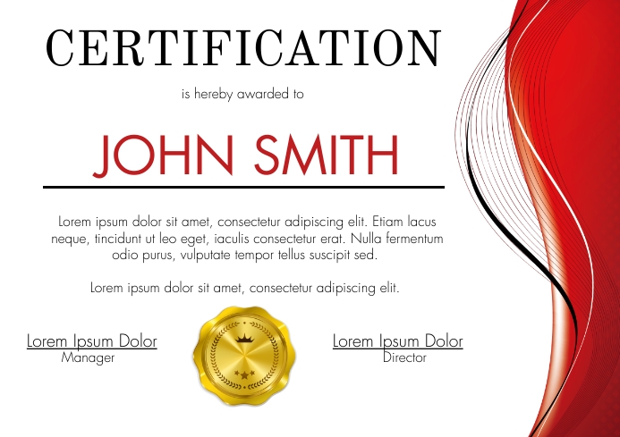 RED CERTIFICATE Template | PosterMyWall