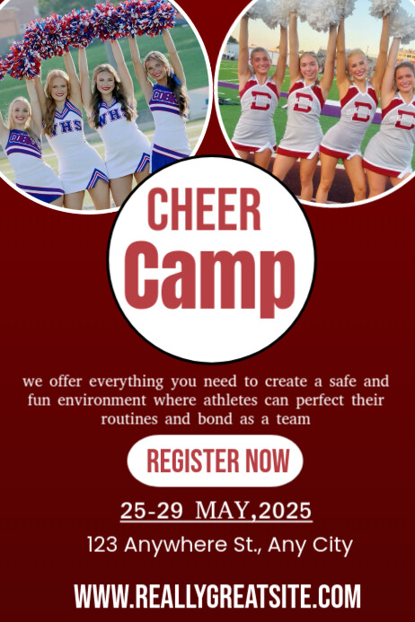 Red Cheer Camp Poster Template | PosterMyWall