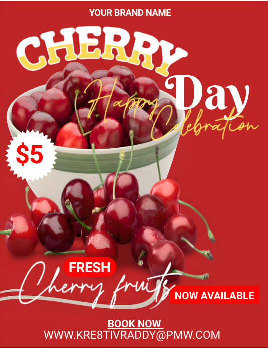 Plantilla de Red Cherry Day Flyer (us Letter) | PosterMyWall