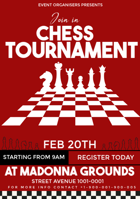 Red Chess Tournament Flyer A3 Template | PosterMyWall