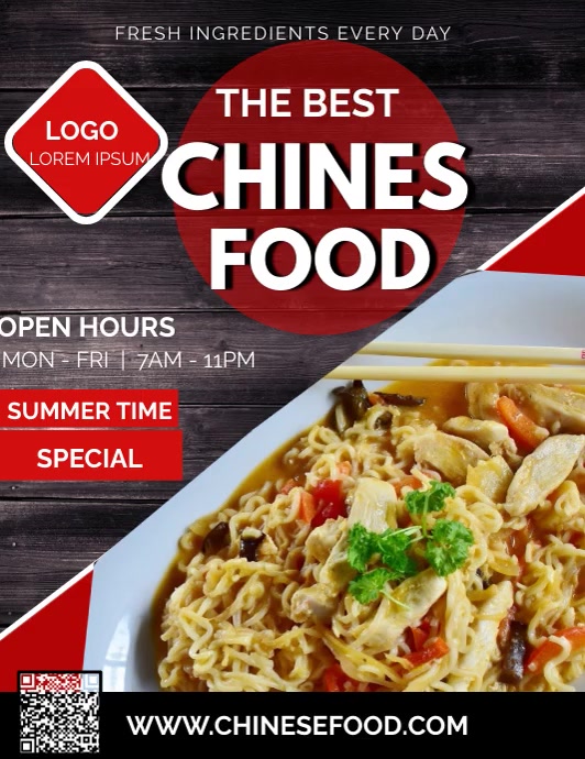 Red Chinese Food Table Talker Custom Design ( Template | PosterMyWall