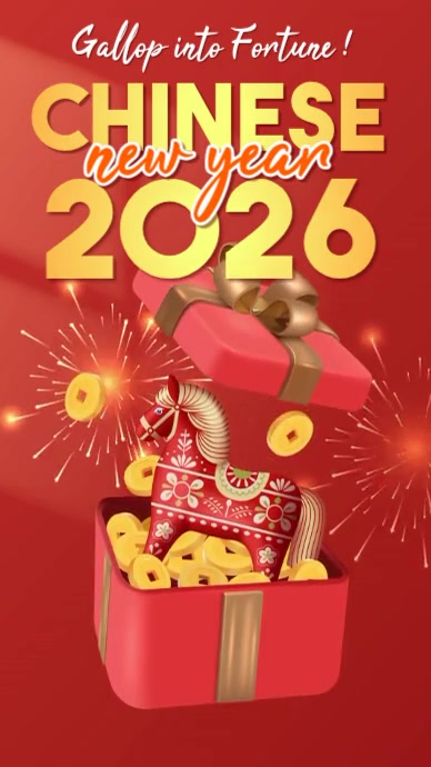 Red Chinese New Year 2026 Instagram Reel Video Template | PosterMyWall