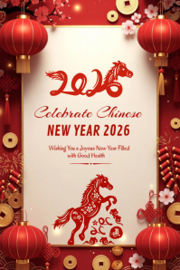 Red Chinese New Year Celebration Poster Template | PosterMyWall
