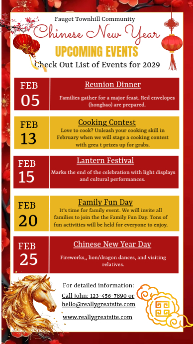 Red Chinese New Year Events schedule Instagram Story Template ...