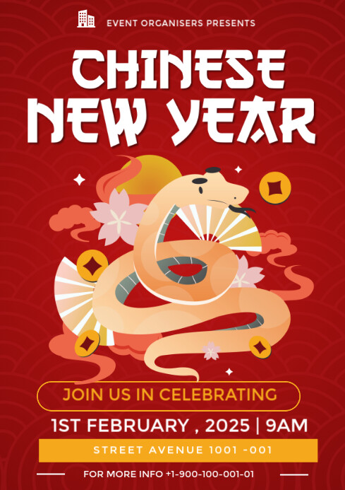Red Chinese New Year Flyer A3 Template | PosterMyWall