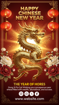 Red Chinese New Year 2026 Instagram Story Template | PosterMyWall