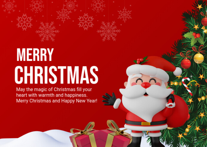 Red Christmas Card Postcard Template | PosterMyWall