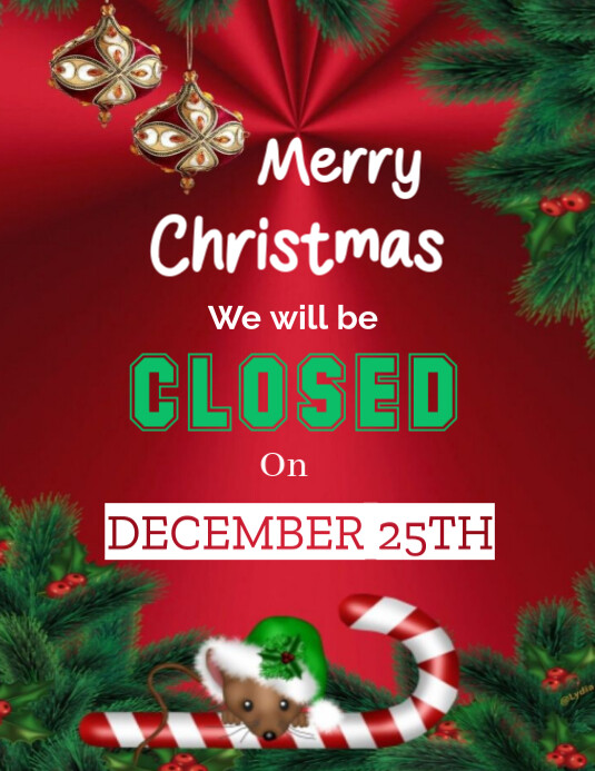 Copy of Red Christmas Closure Notice Flyer (us Letter) | PosterMyWall