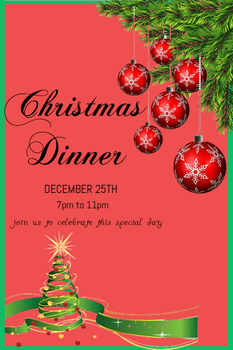 Red Christmas Dinner Poster Template | PosterMyWall