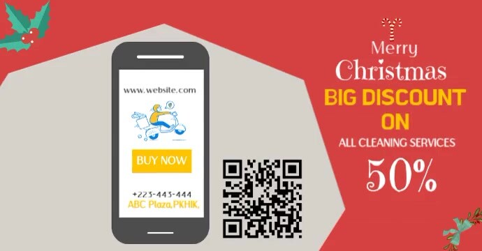 Red Christmas Discount Facebook Ad Template | PosterMyWall