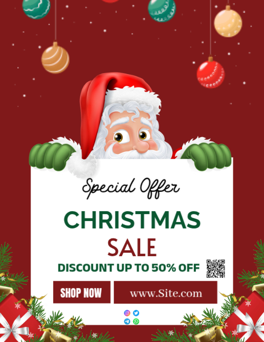 Plantilla de Red Christmas Discount Sale Flyer (us Letter) | PosterMyWall