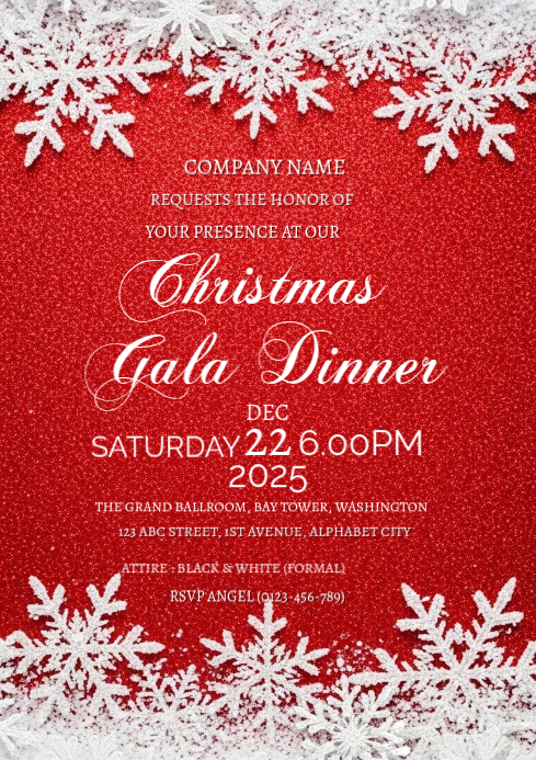 Red Christmas Gala Invitation Template A4 | PosterMyWall