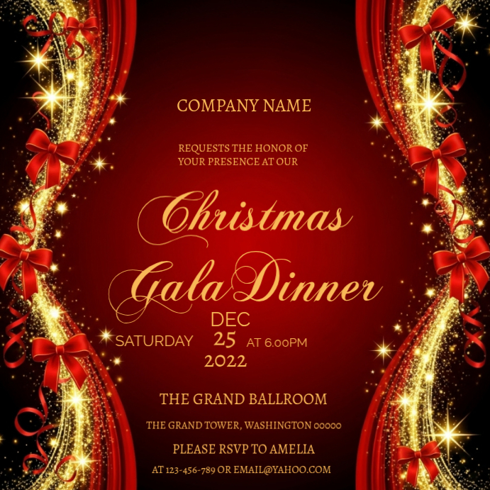 Red Christmas Gala Invitation Template Instagram Post | PosterMyWall