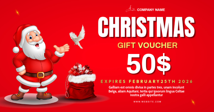Red Christmas Gift Voucher Facebook Shared Image Template | PosterMyWall
