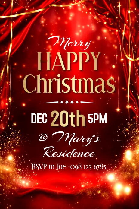 Red Christmas Invitation Template | PosterMyWall