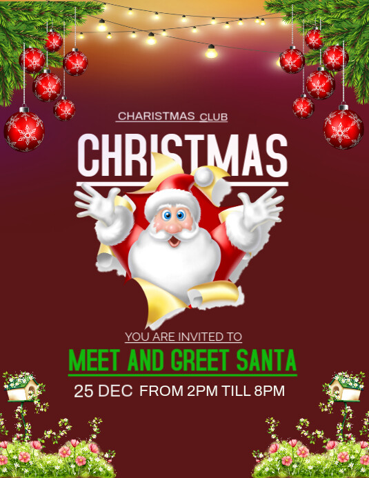 Red Christmas Invited poster Flyer (us Letter) Template | PosterMyWall