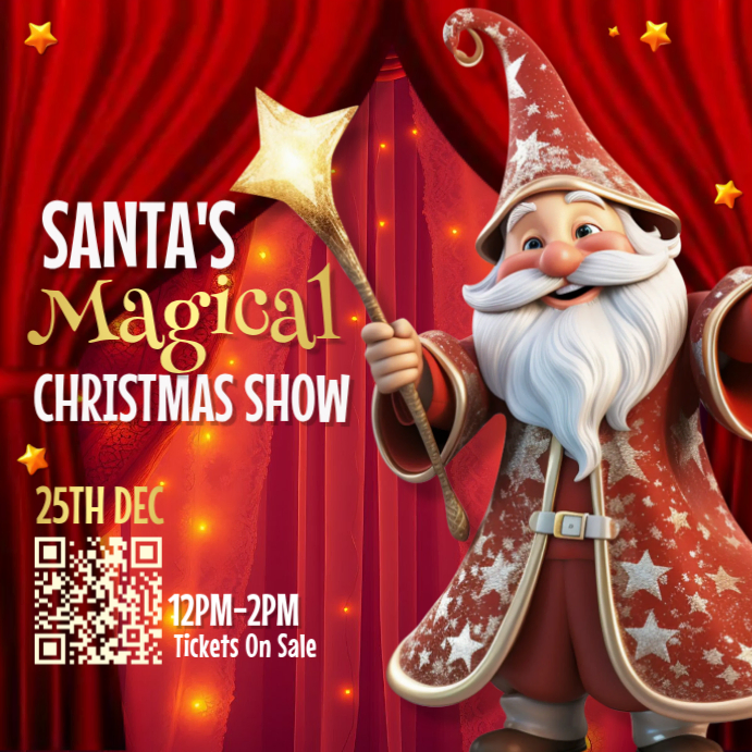Red Christmas Magic Show Instagram Post Template | PosterMyWall
