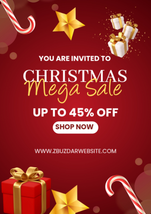 Red Christmas Mega Sale A2 Template | PosterMyWall