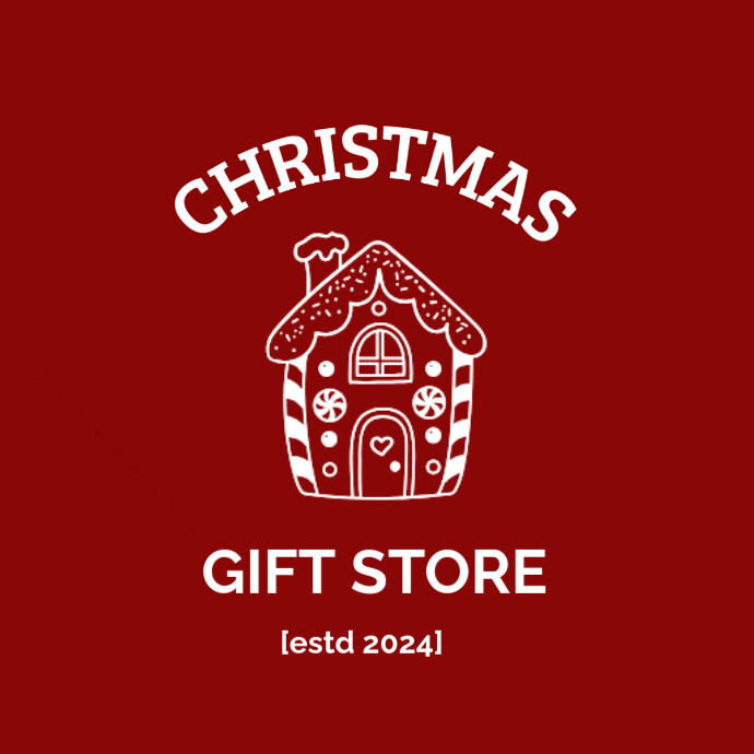 Red Christmas/merry/gift/store/market/winter/house/business Logo ...