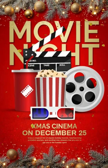 Copy of Red Christmas Movie Night Tabloid | PosterMyWall