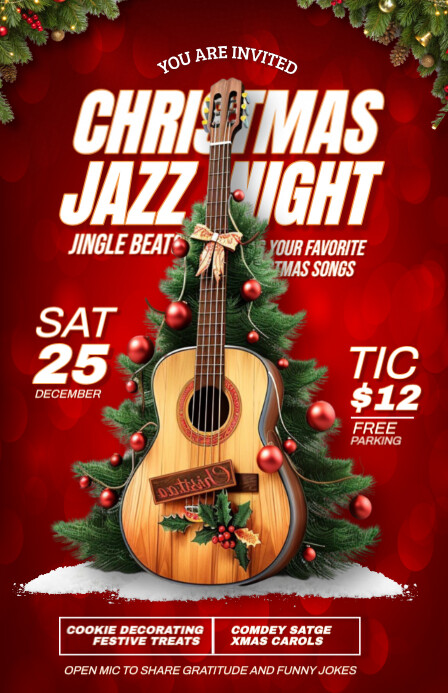 Red Christmas Musical Night Tabloid Template | PosterMyWall