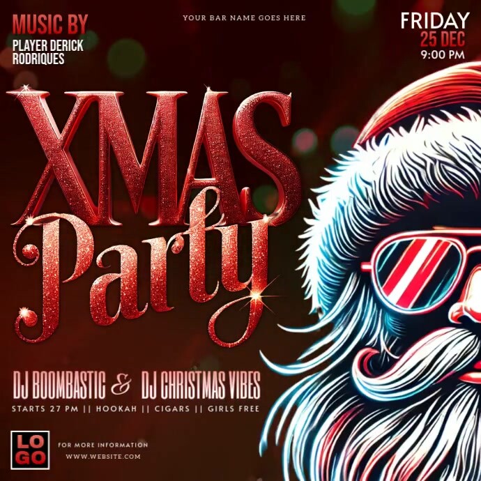 red christmas party design template | PosterMyWall