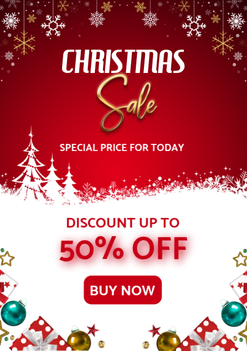 Red Christmas Sale A4 Template | PosterMyWall