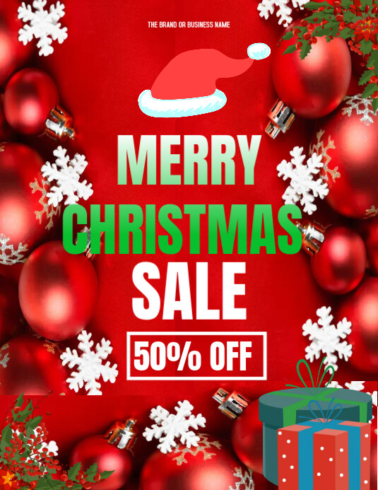 Red Christmas Sales Discount Off Flyer (us Letter) Template | PosterMyWall