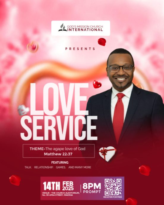 Red Church Event / Love Service Instagram Portrait Template | PosterMyWall