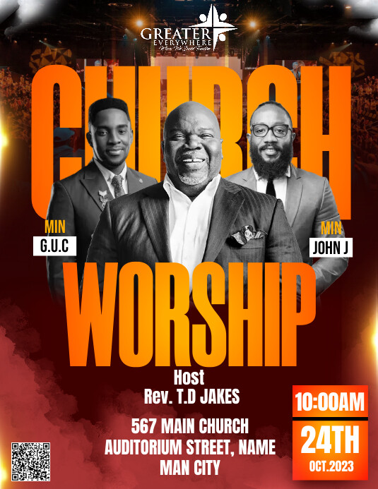 Red Church Flyer (us Letter) Template | PosterMyWall