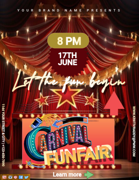 Red Circus Carnival Funfair Flyer (us Letter) Template | PosterMyWall