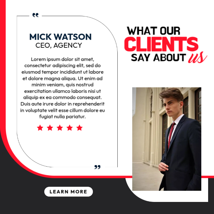 Red Clients Testimony Template | PosterMyWall