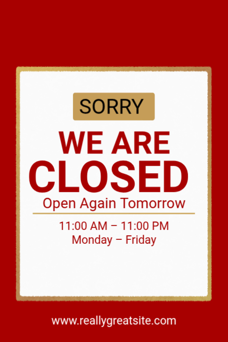 Plantilla de Red Closed Sign Poster | PosterMyWall