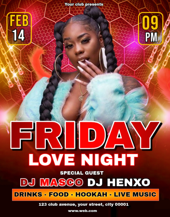 Red Club Event Poster/Wallboard Template | PosterMyWall