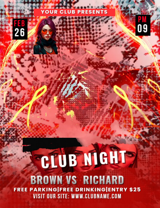 Plantilla de Red Club Night | PosterMyWall