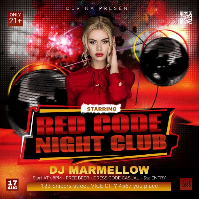 Copy of Red Code Night Club | PosterMyWall