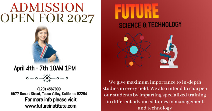 Red Collage Admission Open Minimal Customizab Templat | PosterMyWall