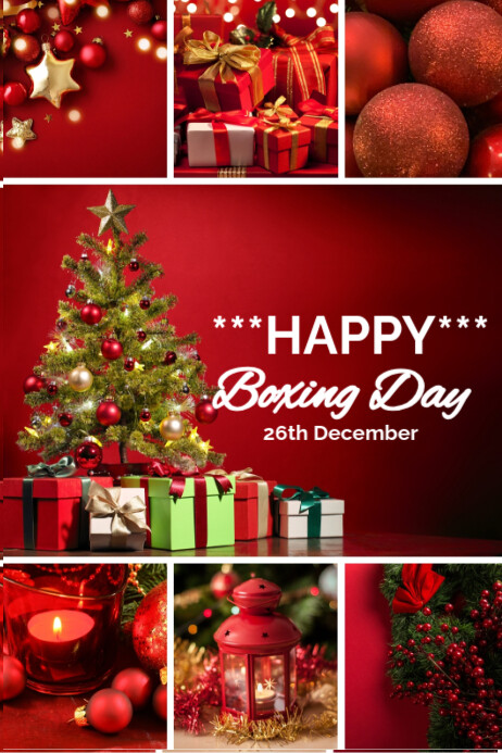 Red Collage Happy Boxing Day Poster Template | PosterMyWall