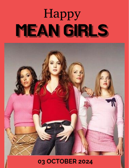 Plantilla de Red Collage National Mean Girls Day Flyer (us Letter ...