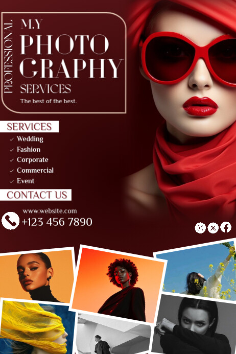 Red Collage Professional Photography Services Poster Template ...