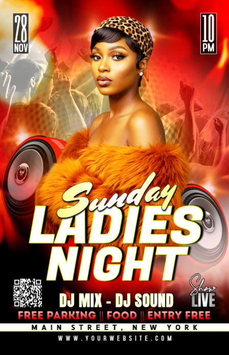 Red Collage Sunday Ladies Night Tabloid Template | PosterMyWall