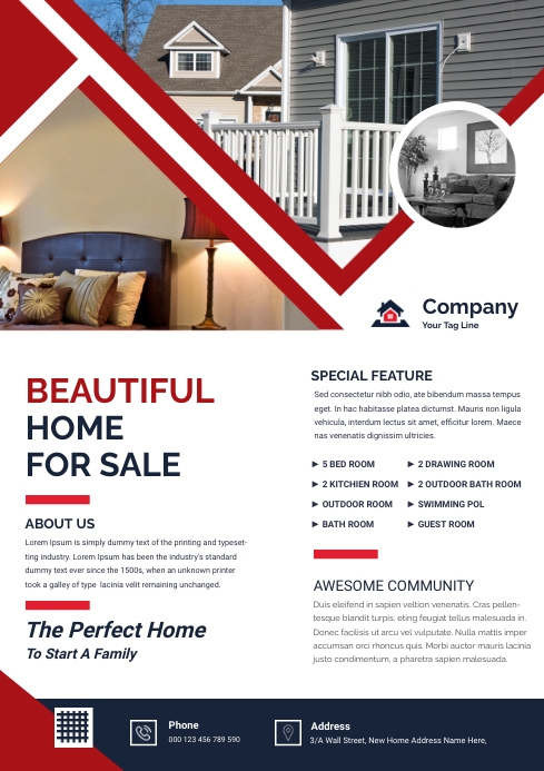 Red Color Real Estate Corporate Flyer Templat Template | PosterMyWall