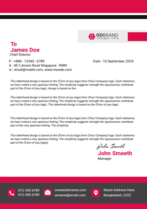 Red Corporate Letterhead Template | PosterMyWall